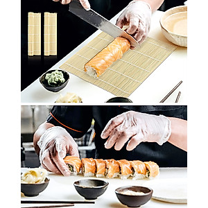 JIALEEY Bamboo Sushi Rolling Mat, 9.5x9.5 Inch, 4 PCS Set