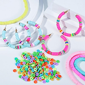 8000 Pieces 20 Strands Polymer Clay Beads Disc Flat Heishi Beads Round Vinyl Handmade Spacer Beads for Making Jewelry Necklace Bracelet DIY Crafts