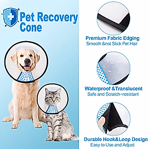 Supet Dog Cone Adjustable Pet Cone Pet Recovery Collar Comfy Pet Cone Collar Protective Collar for After Surgery Anti-Bite Lick Wound Healing Safety Practical Plastic E-Collar