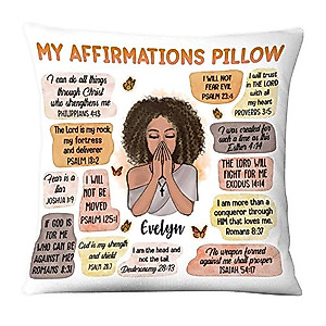 Personalized Christian Affirmations Pillow, Home Decorative Throw Pillow, Bible Verses Inspirational Quotes Pillow for Girls Women, Bedroom Nursery Sofa Couch Decor Gifts