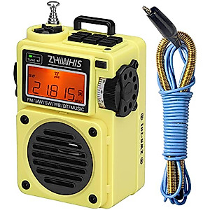 ZHIWHIS Shortwave Radio, MP3 Player with Weather Radios Portable AM FM, Retro Bluetooth Speaker with 6 EQ Modes, Rechargeable Alarm Clock Receiver with Sleep Time and NOAA Alerts ZWS-701