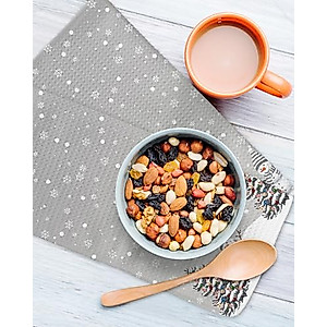 Hokiten Grey Snowman Christmas Waffle Kitchen Towels Dishcloths, Winter Snowflake Xmas Tree Absorbent Dish Towels | Hand Towels for Bathroom/Bar, 12 x 12 Inch, 2 Pcs