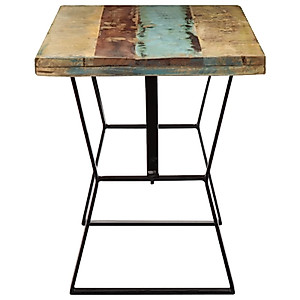 Tidyard Dining Table 47.2 x 23.6 x 29.9 Inch Solid Reclaimed Wood Wooden Dinner Table for Kitchen, Bistro, Home Furniture Multicolor