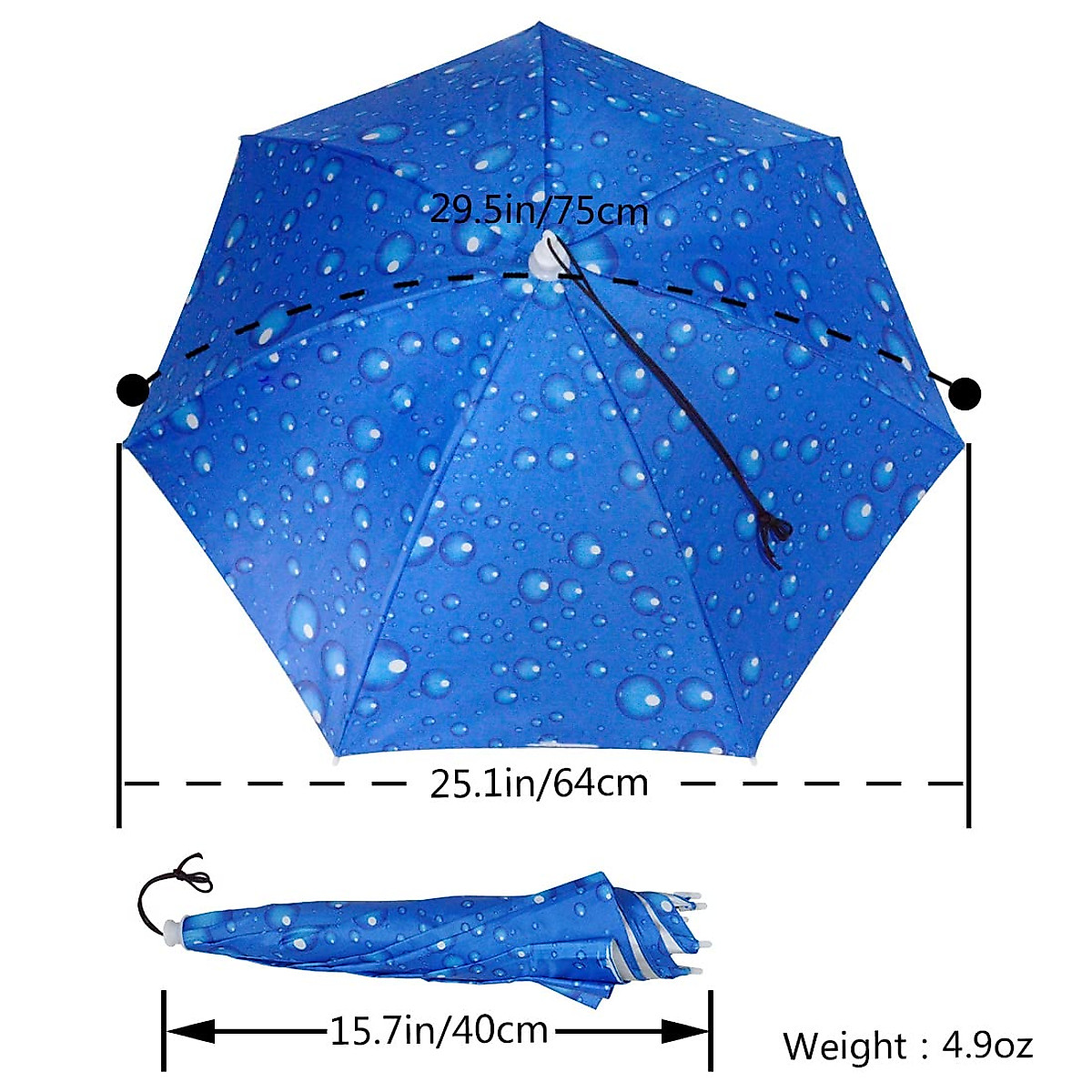 NEW-Vi Umbrella Hat, 25 inch Hands Free Umbrella Cap for Adults and Kids, Fishing Golf Gardening Sunshade Outdoor Headwear