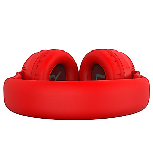 Puro Sound Labs PuroBasic Volume Limiting Wired Headphones for Kids, Foldable & Adjustable Headband w/Microphone, Compatible with Smartphones, Tablets and PC’s –Red