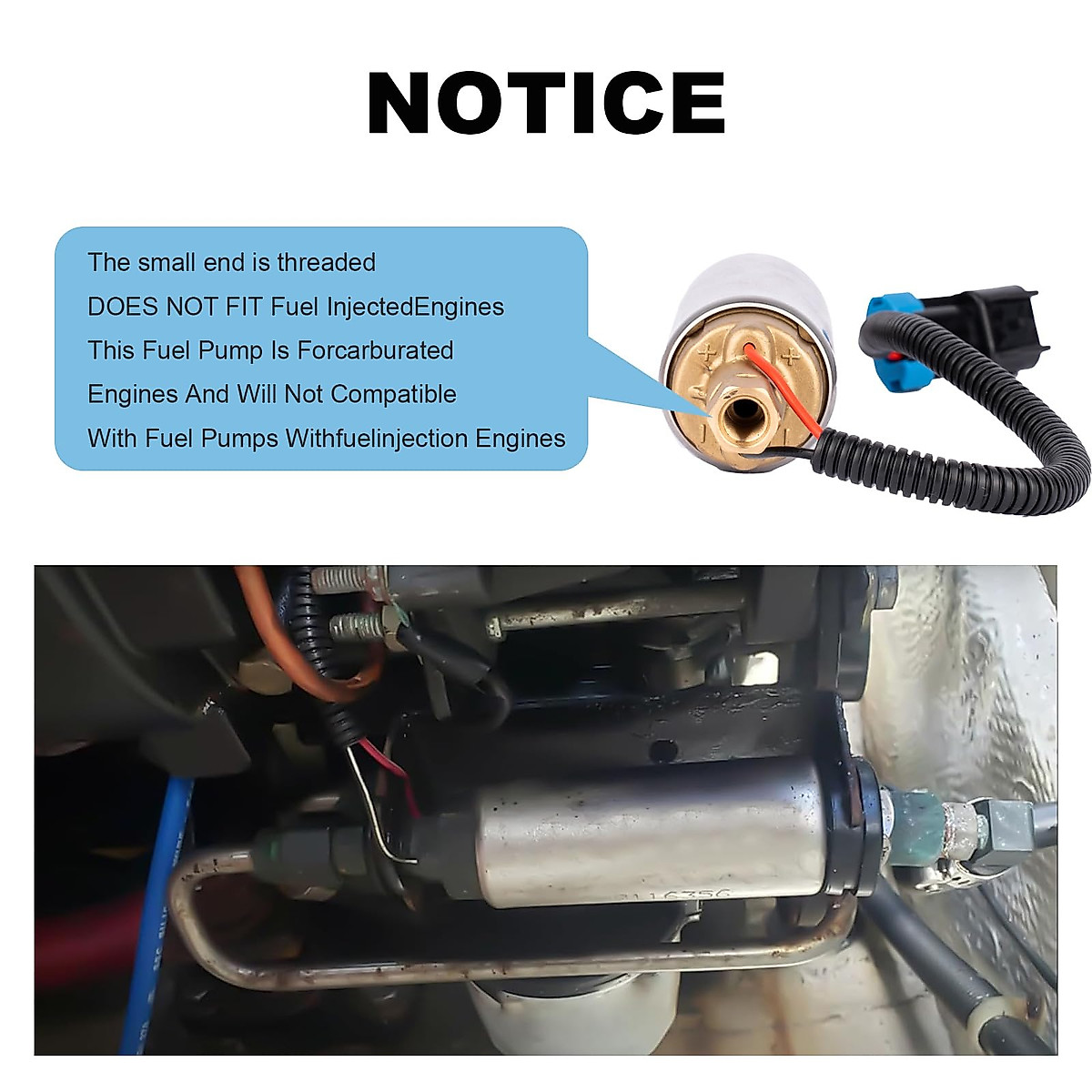 Yeoflagtrade 861155A3 Electric Fuel Pump Replacement For Mercury Mercruiser Marine Boat 4.3L 5.0L 5.7L V6 V8 Carburetor Engines Low Pressure Fuel Pump Replaces 861155A3 861155-2 18-8868
