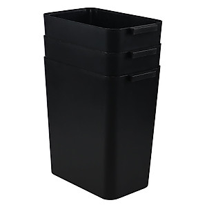 Loiycg 3-Pack 16 L Plastic Trash Can, Kitchen Office Garbage Can, Black