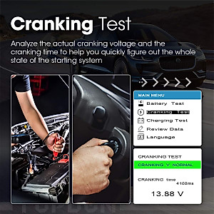 Car Battery Tester 24V 12V Load Tester, TOPDON BT200 100-2000CCA Automotive Alternator Tester Digital Auto Battery Analyzer Charging Cranking System Tester for Car Truck Motorcycle ATV SUV Boat Yacht
