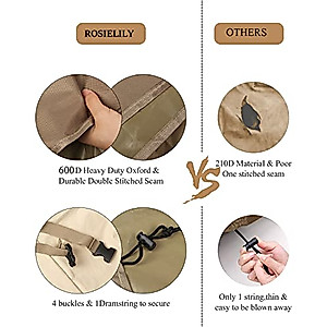 High Back Patio Chair Covers Waterproof Heavy Duty Stackable Outdoor Bar Stool Cover Beige Patio Furniture Covers Outside Lounge Deep Seat Covers, Lawn Chair Covers, High Back, Beige and Brown, 1 Pack