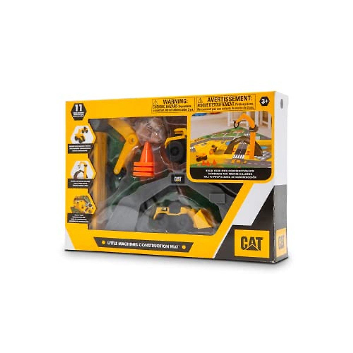 CAT Construction Toys, CAT Little Machines Vehicles Play Mat with Collectible Construction Vehicles, Sensory Toys for Kids Ages 3 and up