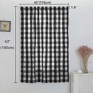 JAIJY Buffalo Check Plaid Balloon Drape Gingham Shade Tie Up Roman Valance Rod Pocket Classic Window Treatment Semi Blackout Curtains for Small Window Farmhouse Kitchen, 1 Panel, 63" Long, Black