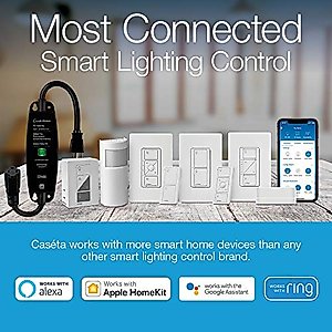 Lutron Caseta Smart Start Kit for Lamps, Plug-In Lamp Dimmer with Smart Bridge and Pico remote, Compatible with Alexa, Apple HomeKit, and the Google Assistant | P-BDG-PKG1P | White