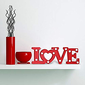 Cheerin Love Sign Decoration – Table Top Decor for Valentines Day – Wedding Decorations – Marquee Light Up Signs – Anniversary Engagement Proposal Party Favor (Red)