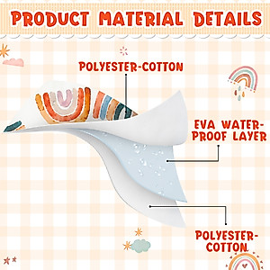 2ooya 7Pcs Cotton Waterproof Baby Bibs Adjustable Hook Loop Closure Baby Bib with Rainbow Pattern Unisex Newborn Baby Food Bib for Drooling Feeding Eating Teething Keepsake Gift for Baby, 6-12 Months