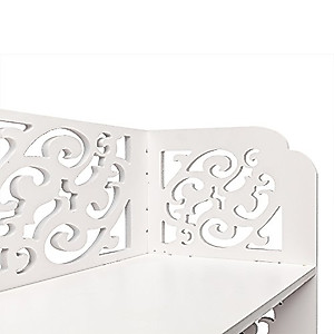 LeeMas White Wood Plastic Shoe Cabinet Carved Shoe Rack White Chic Hollow Shoe Tower Baroque Free Standing Shoes Storage Organizer Closet Shelves Holder Container (24.41 x 9.45 x 31.5), 5 Tiers