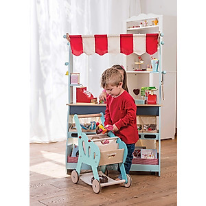 Le Toy Van - Educational Wooden Toy Role Play Grocery Store Shopping Trolley | Boys Or Girls Pretend Play Supermarket Playset - for Ages 3+