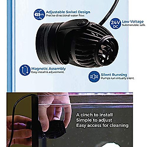 CURRENT Dual eFlux Aquarium Wave Pumps, 1,050gph - Includes 2 Wave Maker Water Circulation Pumps for Freshwater and Saltwater Fish Tanks - Multiple Adjustable Flow Modes - Wireless Remote Control