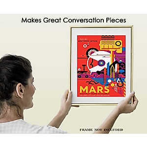 Mars' Space Tourism Astronomy Wall Art: Unique, Boho & Modern Astrology Home Decor for Living Room, Bedroom & Office - Creative Gift Idea for Zodiac, Space, NASA Poster Fans | Unframed Posters 11x14