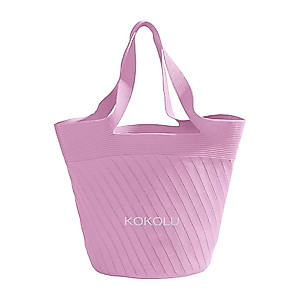 KOKOLU Ultra Lightweight Tote Bag For Women (18.7” x 8.5”) - Flexible Barbie Pink Shopping Tote Bag- Upcycled Sturdy Tote Bag For Women - Dope Dye Beach Tote Bag - Machine Washable Tote Bag For Women