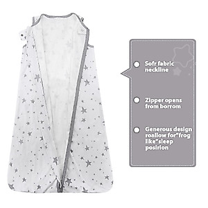 LAT LEE AND TOWN Baby Wearable Blanket 0-12 Months, 2 Pack Baby Sleep Sacks TOG 0.5 Toddler Sleeping Sack Lightweight 100% Cotton Baby Sleeping Bag 0-6 Months (Giraffe & Grey Stars)