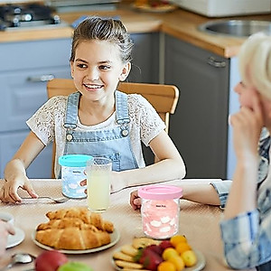 Aooba Extras Containers 16oz, Replacement for Ninja Creami Pints And Lids, Compatible with NC299AMZ NC301 NC300 Series, BPA Free & Dishwasher Safe Leak Proof (Pink/Blue)