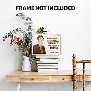 Dwight Schrute Quotes Set of 2 Wall Art Prints - Challenges/Idiot Quotes Artwork Posters - Funny Gift for Office Fans - 8x10 - Unframed