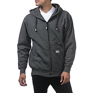 Pro Club Men's Heavyweight Full Zip Fleece Hoodie, Charcoal, Small