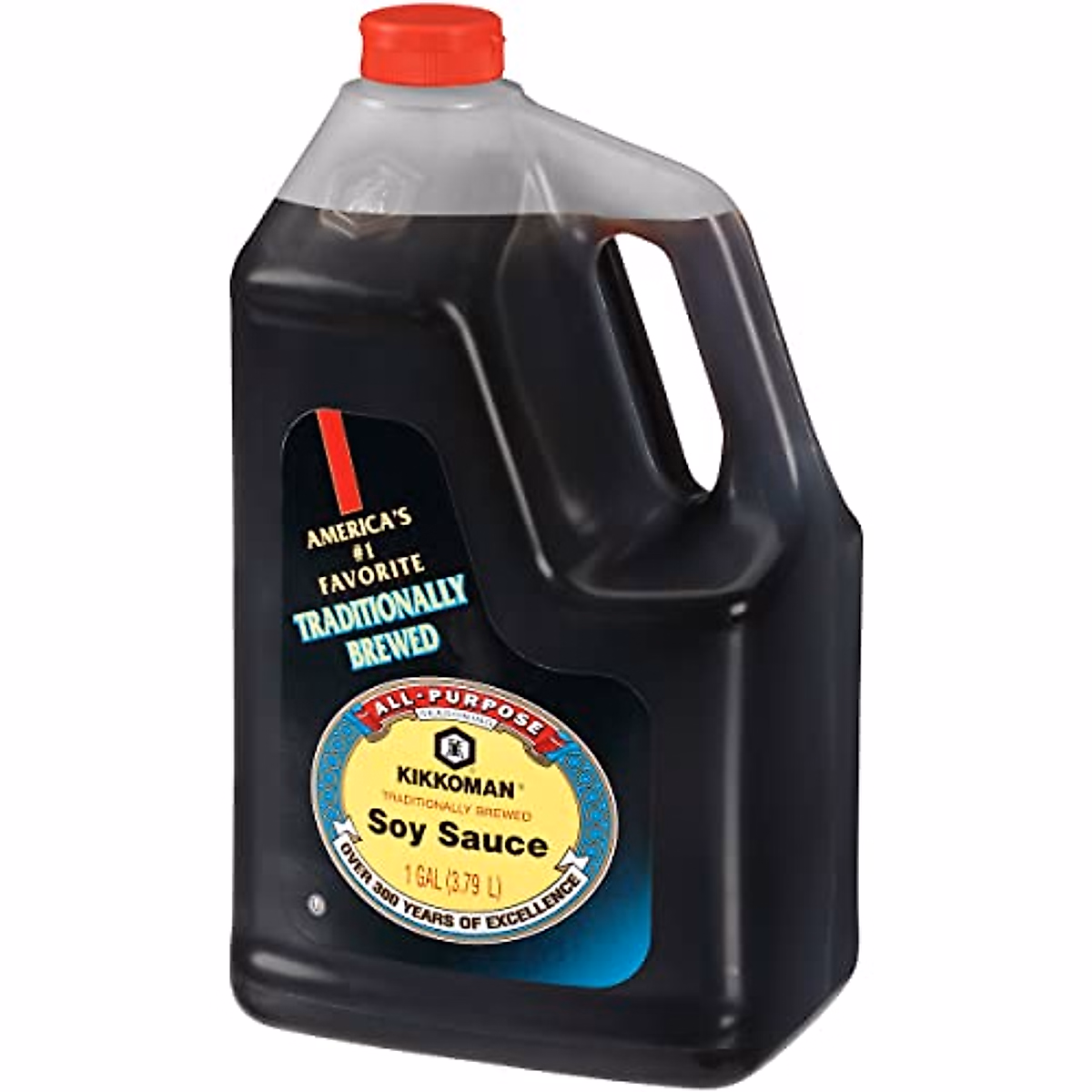 Kikkoman - Traditionally Brewed Soy Sauce, Organic Soy Sauce, All Purpose Seasoning, No Added Preservatives - 1 Gallon (Pack of 1)