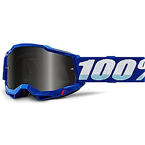 100% Accuri 2 Sand Mountain Bike & Motocross Goggles - MX and MTB Racing Protective Eyewear (BLUE - Smoke Lens)