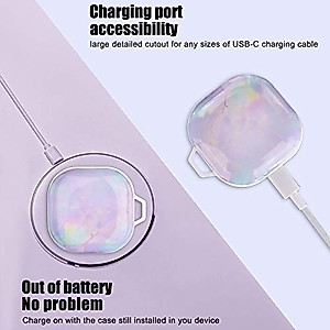 OLEBAND Galaxy Buds 2 Pro/Buds Live/Buds pro/Buds 2 case with Cute Pattern and Keychain Accessory,Hard Cover for Women and Girls,Colorful Marble