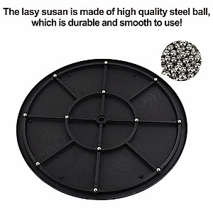 2PCS 12 inch Heavy Duty Plastic Lazy Susan Turntable Stand, Black Lazy Susan Hardware, Large Lazy Susan Rotating Swivel with Steel Ball Bearings Stand for Monitor, TV, Potted Plants