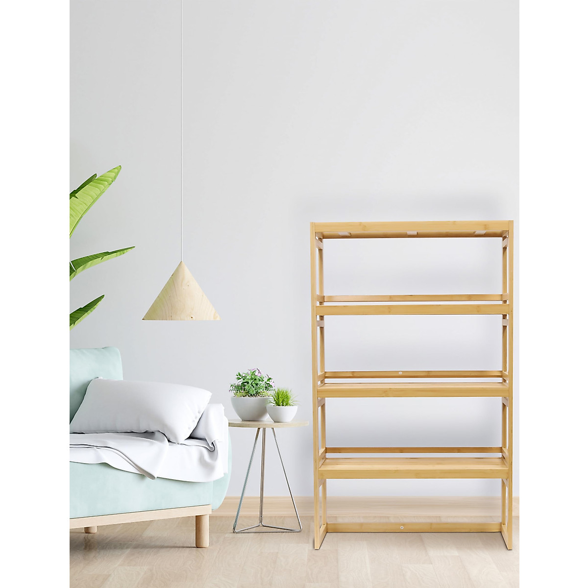 RoyalHouse Bamboo Rack, 4-Tier Shelving Unit, Perfect Storage Organizer for Bathroom, Living Room, Kitchen, Entryway, Closet