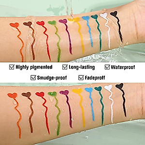 SUSIKEKI 10pcs Colored Gel Eyeliner Pencil Set With Sharpeners Waterproof Long Lasting Eye Liners For Women Retractable Eye Makeup Pen White Black Brown Rainbow Neon Matte Eyeliners Gift Sets