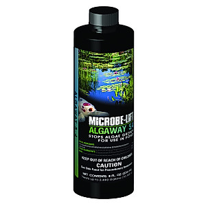 MICROBE-LIFT ALGA08 Algaway 5.4 Algae Control Treatment for Ponds and Water Gardens, Safe for Koi Fish, Goldfish, Plants, and Decorations, 8 Ounces