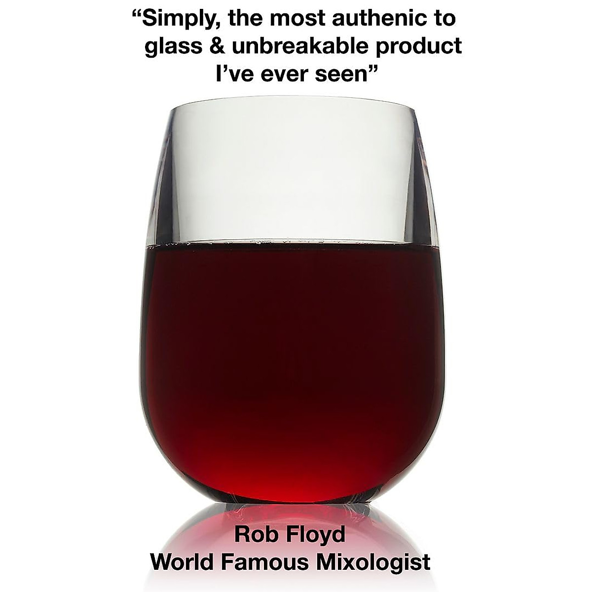 Symglass Unbreakable Clear Stemless Wine Glass Looks,Feels,Weighs Same as Glass(.58lbs),DW Safe!2PK