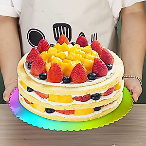 Berglander Rainbow Reusable Cake Boards 12", Stainless Steel Cake Plates With Titanium Colorful Plating, Durable Sturdy Perfect for Cake of 12" or Under, Dishwasher Safe