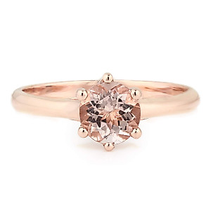 GNGJewel Morganite Collection Natural 6mm Round Moragnite Solitaire Engagement Ring in 10K Rose Gold (7)