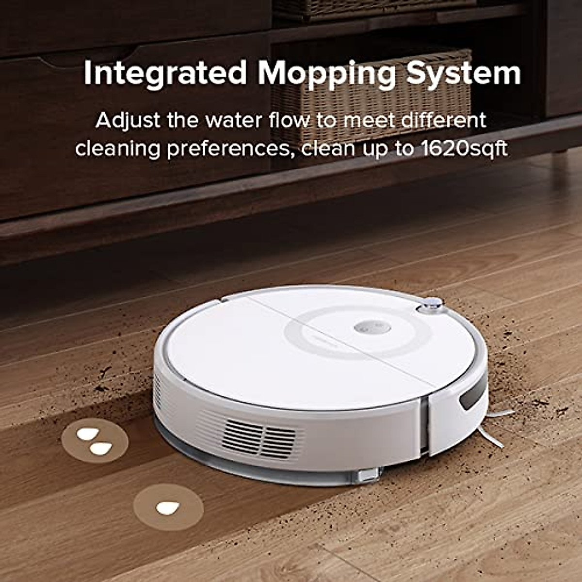 roborock E5 Mop Robot Vacuum Cleaner, 2500Pa Strong Suction, Wi-Fi Connected, APP Control, Compatible with Alexa, Ideal for Pet Hair, Carpets, Hard Floors (White)