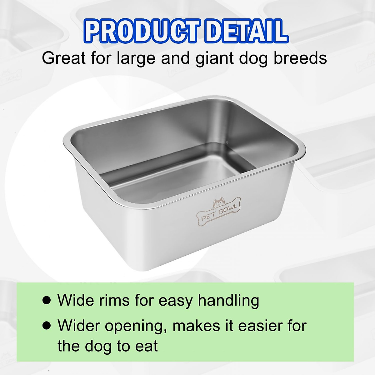 Vumdua Water Bowls for Large Dogs, 3 Gallons Durable Stainless Steel Dog Bowls - Large Capacity Water and Food Bowl for Large, X - Large Breed Dogs Indoor Outdoor, Easy to Clean