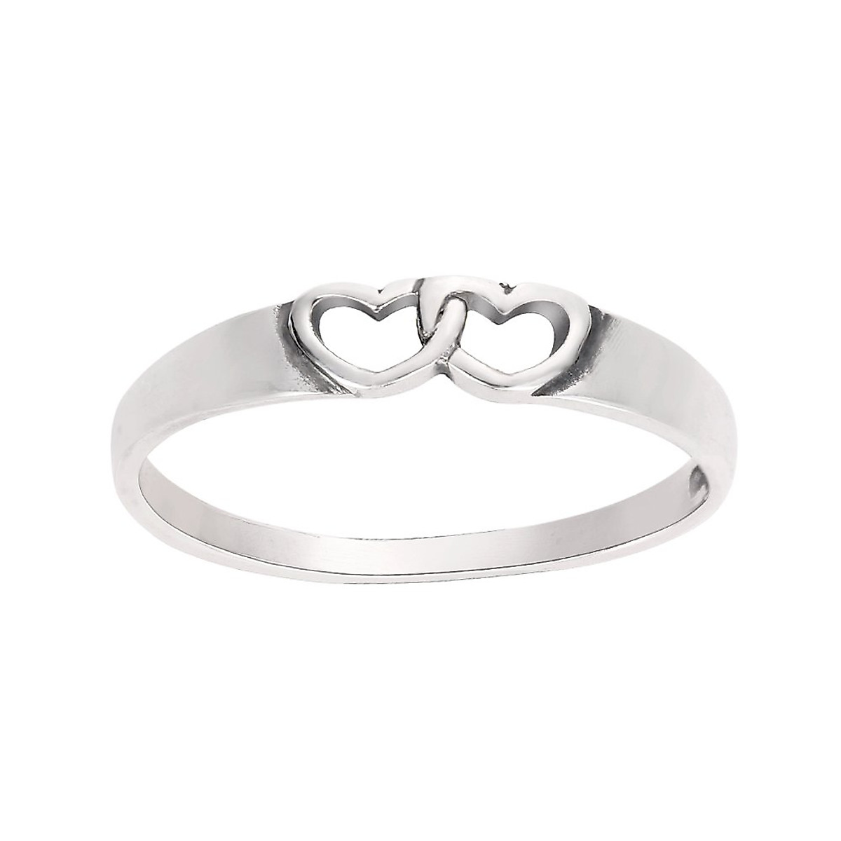 CloseoutWarehouse 925 Sterling Silver Two Hearts Beating as One Ring Size 4