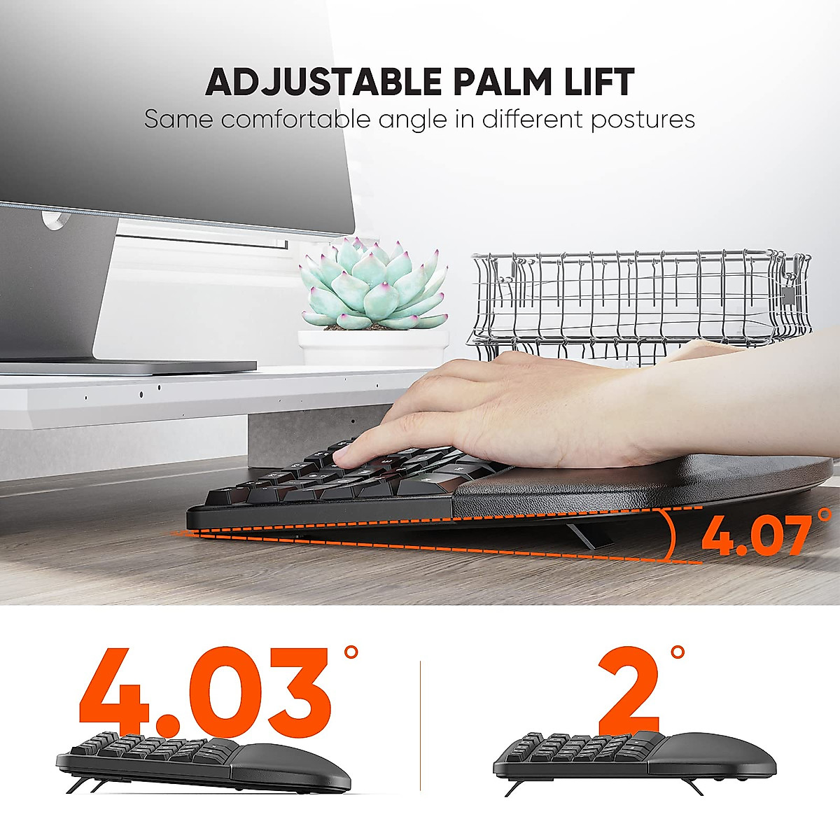 MEETION Ergonomic Wireless Keyboard and Mouse, Ergo Keyboard with Vertical Mouse, Split Arch Keyboard with Cushioned Wrist Palm Rest, Natural Typing Rechargeable Full Size, Windows/Mac/Computer/Laptop