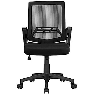 Yaheetech Office Desk Chair Mesh Computer Chair Rolling Executive Chair Mid Back Adjustable Desktop Chair with Lumbar Support Swivel Task Chair for Women Adults and Students, Black
