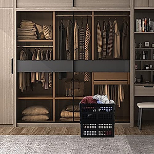 Zopnny 4 Packs Collapsible Milk Crates, 15 L Plastic Stackable Storage Bins Utility Folding Baskets, f