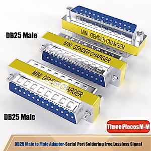 Warmstor 6-Pack DB25 25Pin Female to Female Male to Male Mini Gender Changer Coupler Adapter RS232 Serial Cable Connector