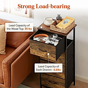 Lifewit Tall Dresser with 4 Removable Fabric Drawers, Storage Tower, Dresser for Bedroom Closet Bedside Nursery Laundry Living Room, Sturdy Steel Frame&Wood Tope, Rustic Brown