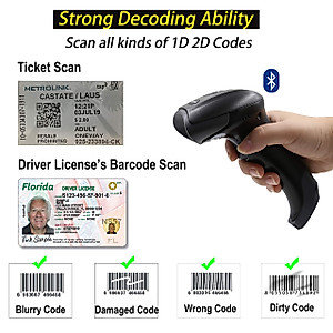 TEEMI 1D 2D Bluetooth Barcode Scanner with Intelligent USB Cradle Wall Mounted, Auto Activate Omni-Directional Hands-Free Scanning, Wireless Charging and Bluetooth 5.0 Technology (Black)