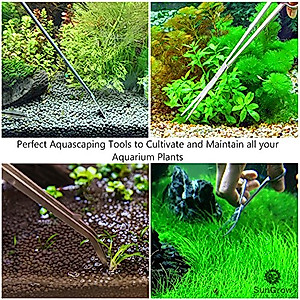 SunGrow Aquarium, Hermit Crab & Gecko Tank Tool Kit, Includes Straight & Curved Scissors, Substrate Spatula, Straight & Bent Tweezers, Stainless Steel, 5 Pcs per Pack