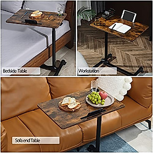 ETHU Overbed Table with Wheels, Upgrade Adjustable Hospital Bed Table, Rolling Tray Table, Overbed Bedside Rolling Laptop Table for Home & Medical