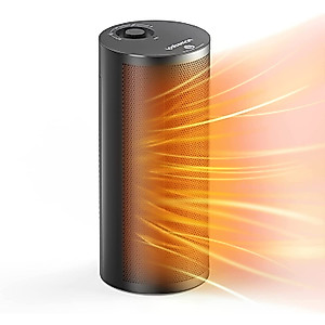 Space Heater for Indoor Use, 1500W Fast PTC Ceramic Heating, 3s Instant Heating, 70° Oscillating,Tip-Over Protection, Small Heater for Office, Bedroom and Desk Use, Black