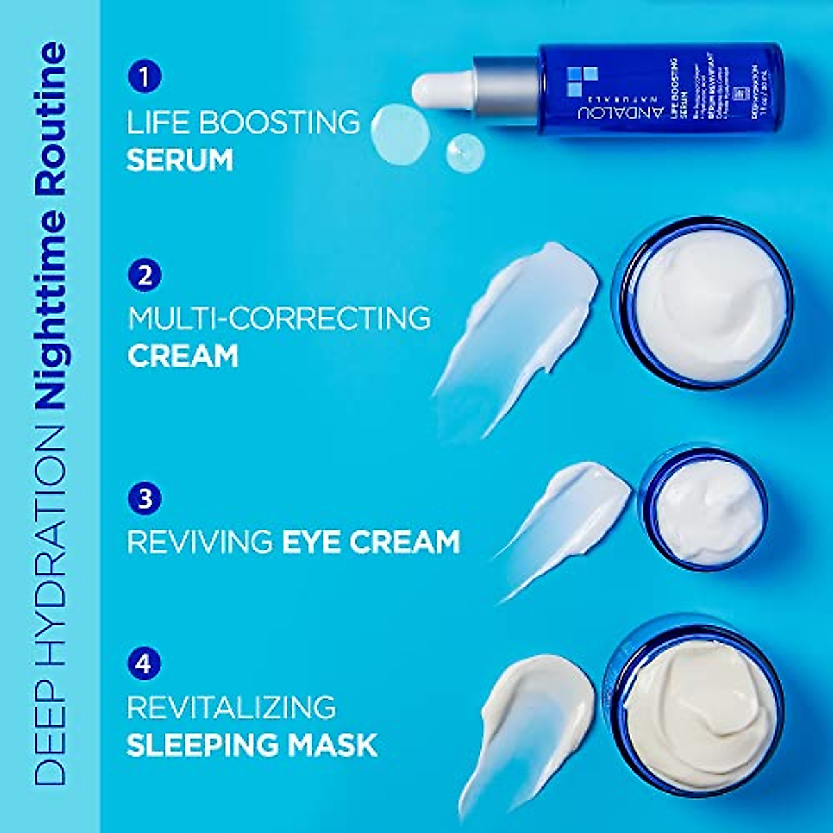 Andalou Naturals Deep Hydration Face Moisturizer, Multi-Correcting Cream, Day & Night Moisturizer for Face with Hyaluronic Acid & Vegan Collagen for Softer & More Supple Skin, 1.7 fl oz